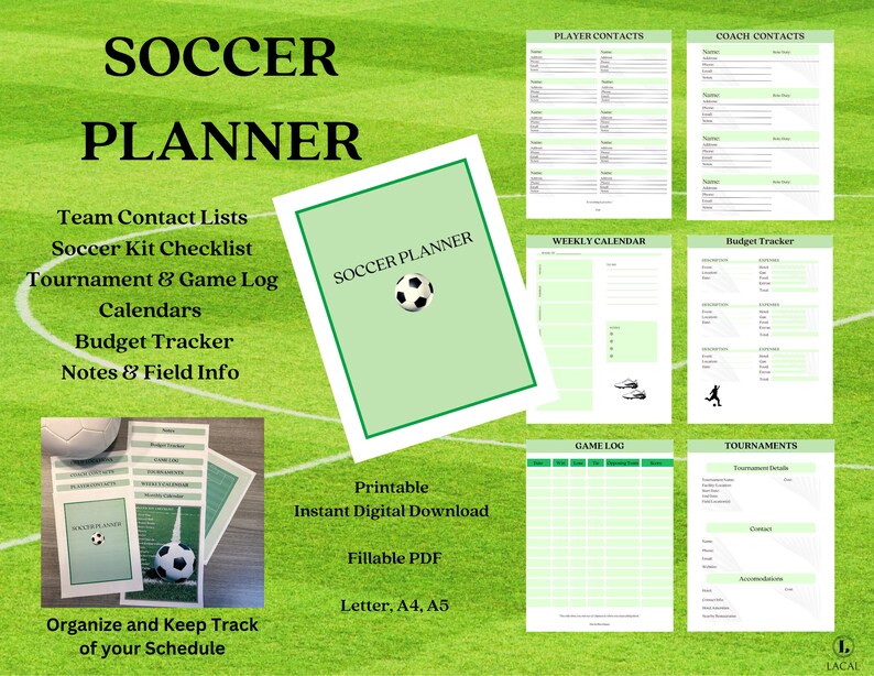 Printable Soccer Planner, Fillable PDF, Sports Calendar, Boys Girls ...