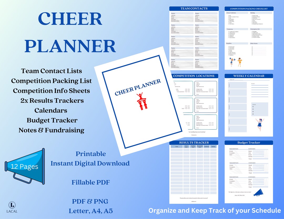 Printable Cheer Planner Fillable PDF Cheer Squad Planner - Etsy