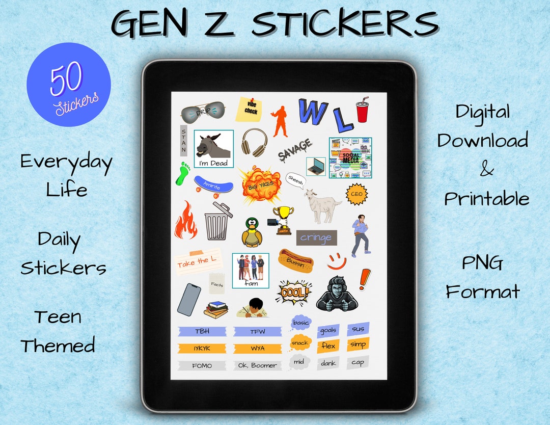 Gen Z Stickers: Daily Planner Icons (PNG Digital Download) - Etsy