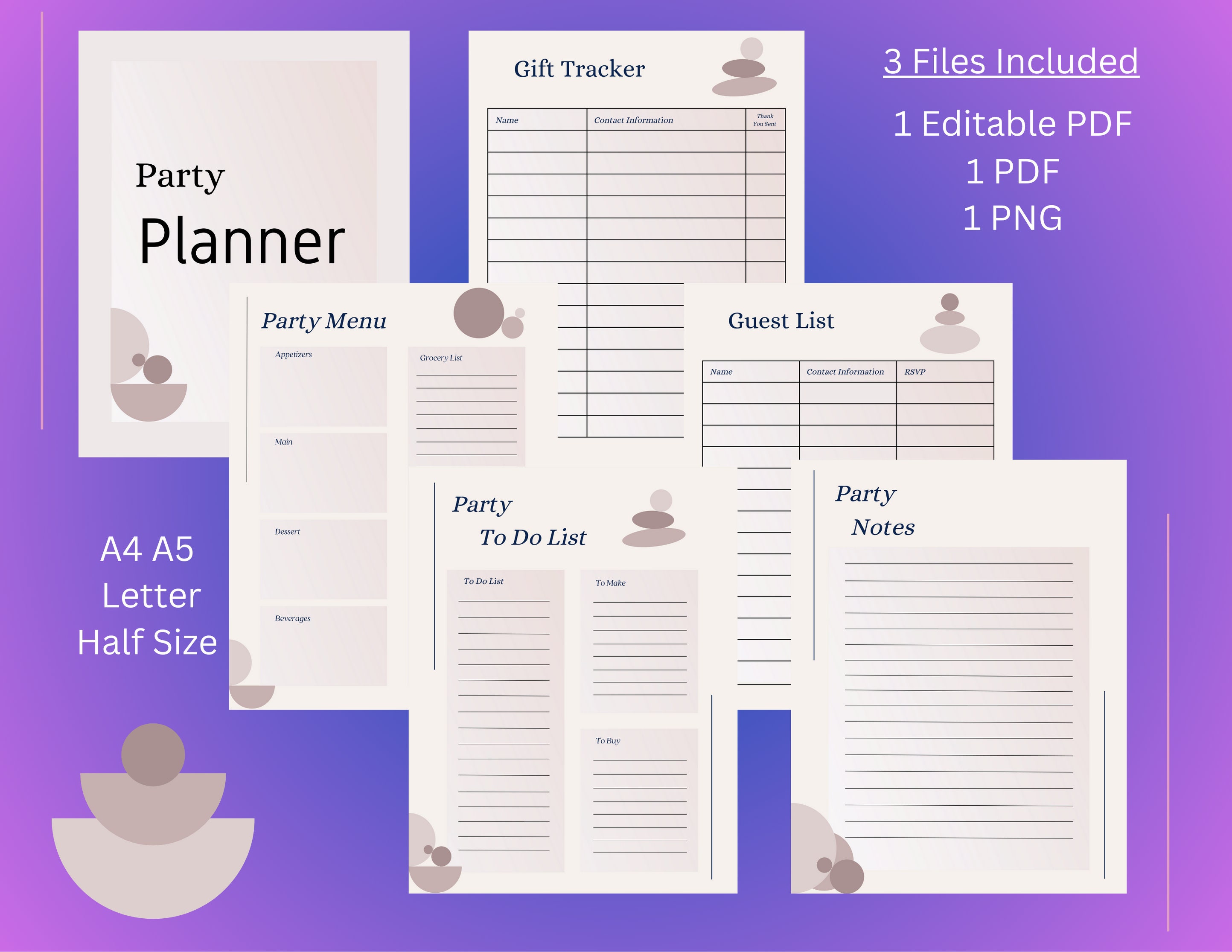 Printable Party Planner Bundle, Minimalist Organizer (digital Download ...