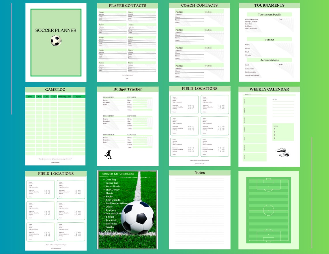 Printable Soccer Planner, Fillable PDF, Sports Calendar, Boys Girls ...