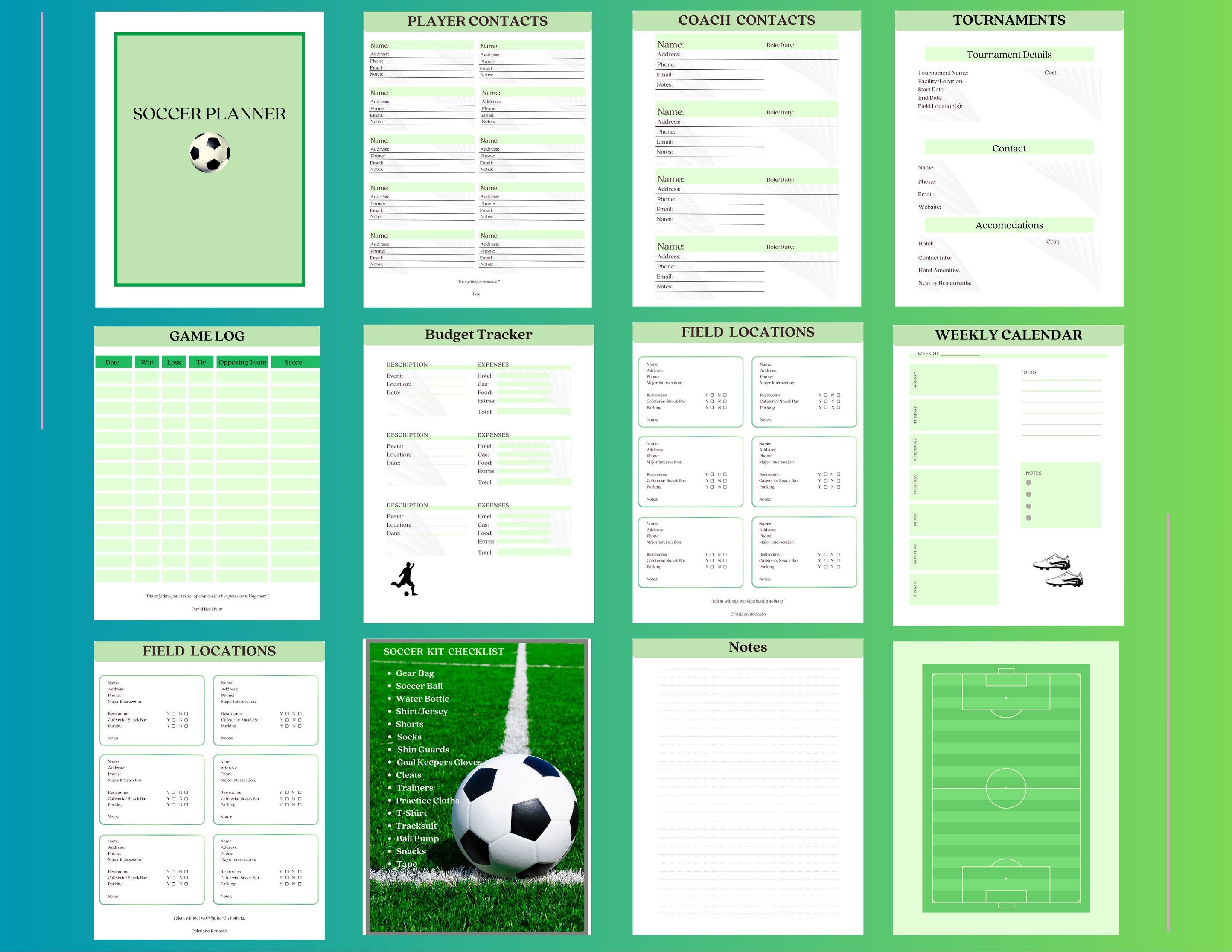 Printable Soccer Planner, Fillable PDF, Sports Calendar, Boys Girls ...