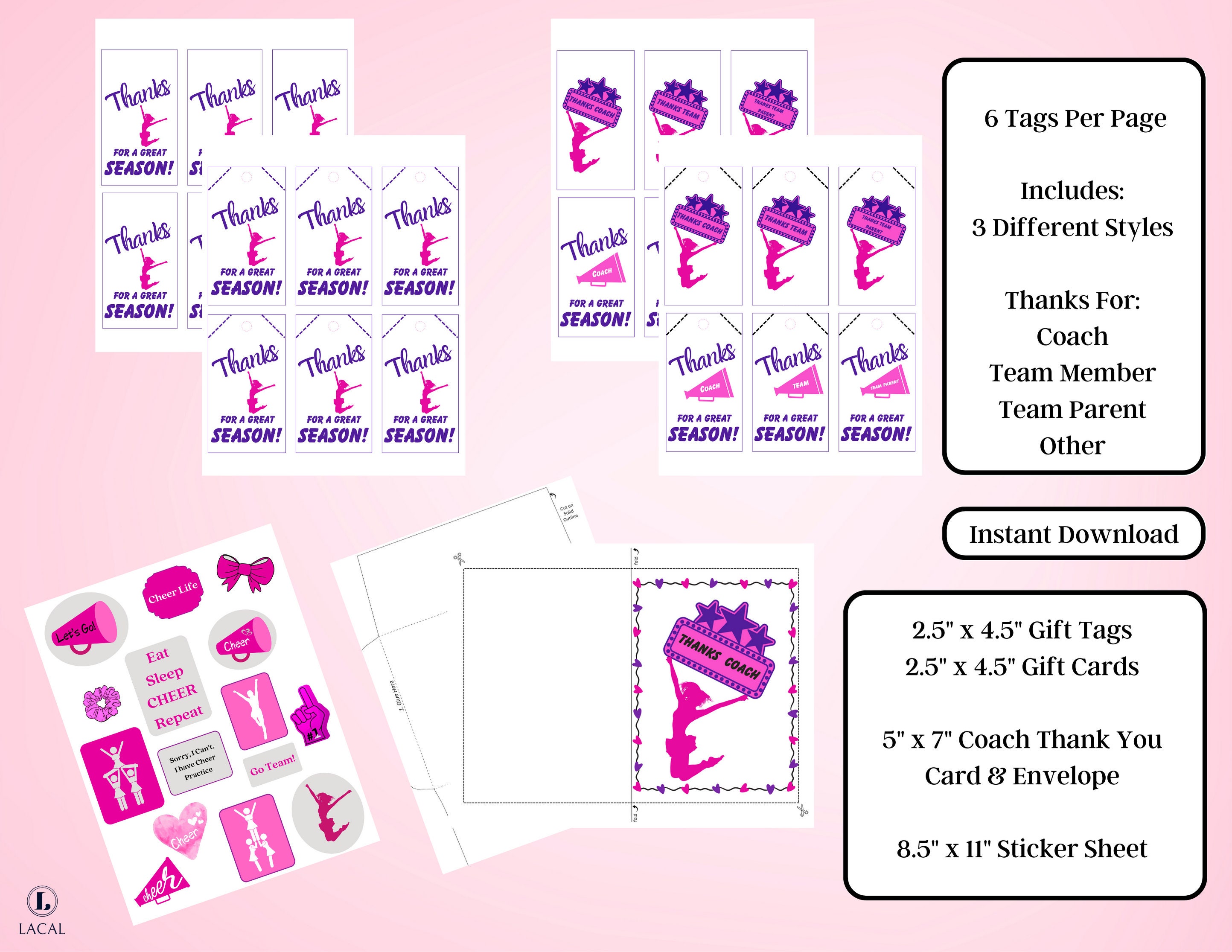 Cheer Thank You Gift Tag, Gift Card, Printable Thank You for A Great ...