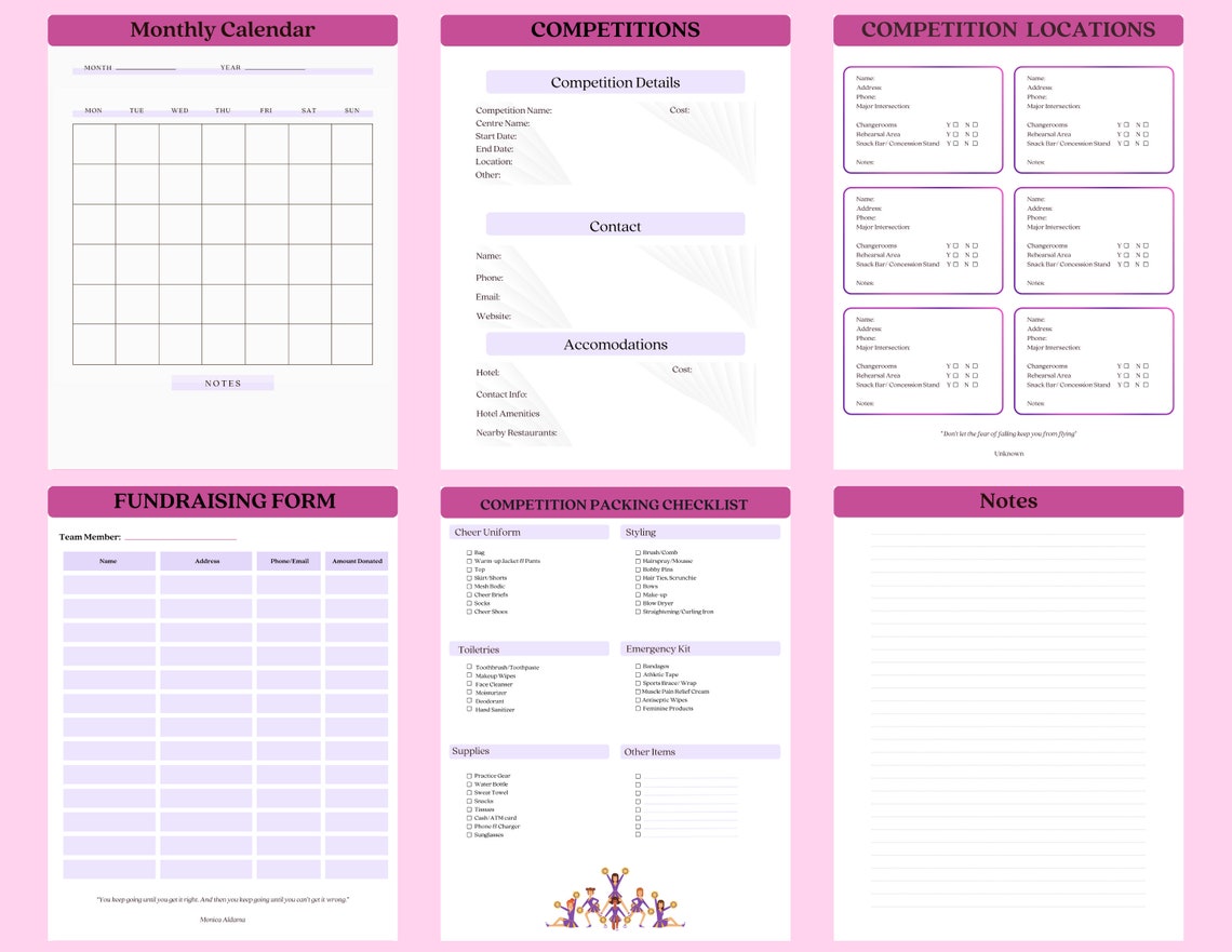 Printable Cheer Planner Fillable PDF Cheer Planner Cheer - Etsy Canada