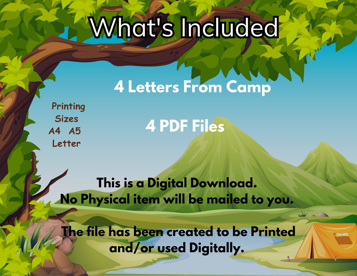 Printable Letters From Camp, Summer Camp Letters Notes, Kids Summer ...