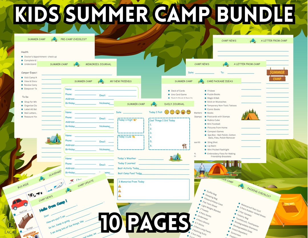 Summer Camp Organizer, Camp Packing List, Printable Letters From Camp ...