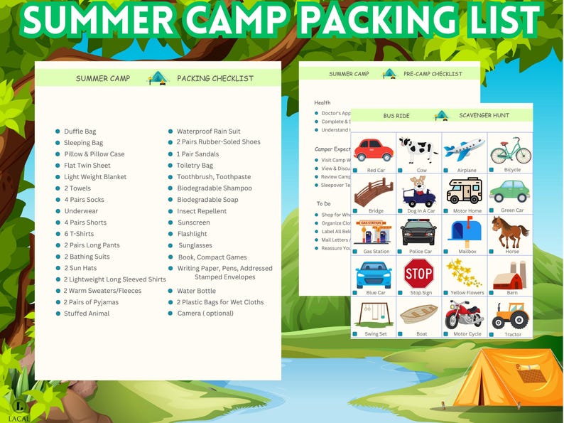 Camp Packing List, Editable, Printable, Summer Camp Checklist, Packing List, Packing Checklist ...