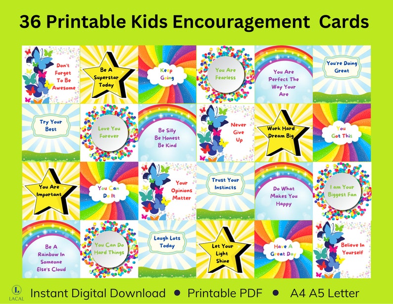 Encouragement Cards Kids Printable Kids Affirmation Cards - Etsy