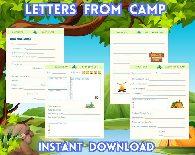Printable Letters From Camp, Summer Camp Letters Notes, Kids Summer ...