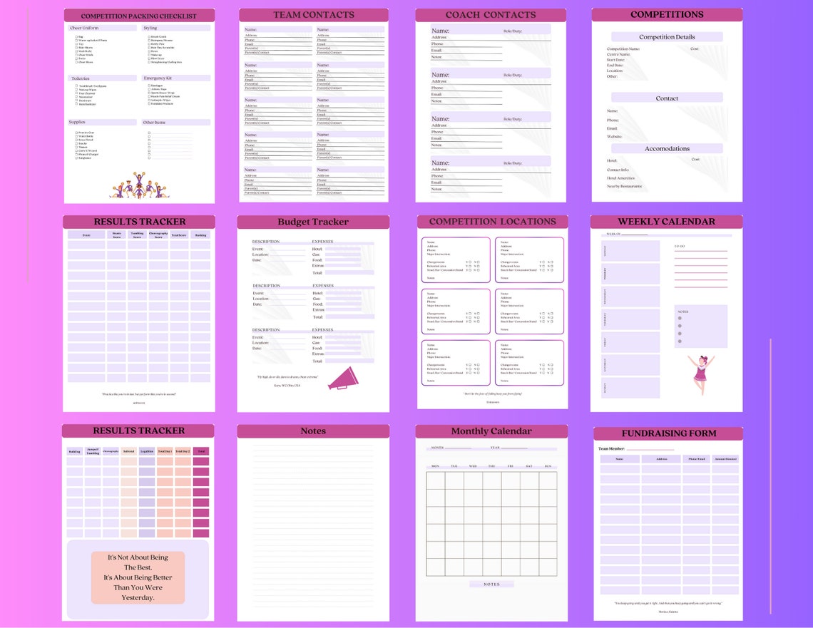 Printable Cheer Planner Fillable PDF Cheer Planner Cheer - Etsy Canada