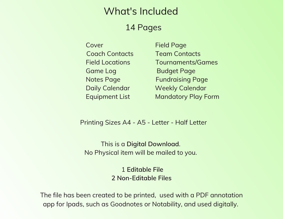 Printable Football Planner, Fillable PDF, Sports Calendar, Sports ...