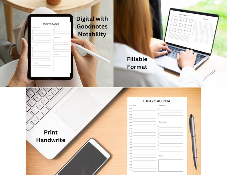 Printable Work Day Planner, Daily Task Organizer Schedule, Business ...