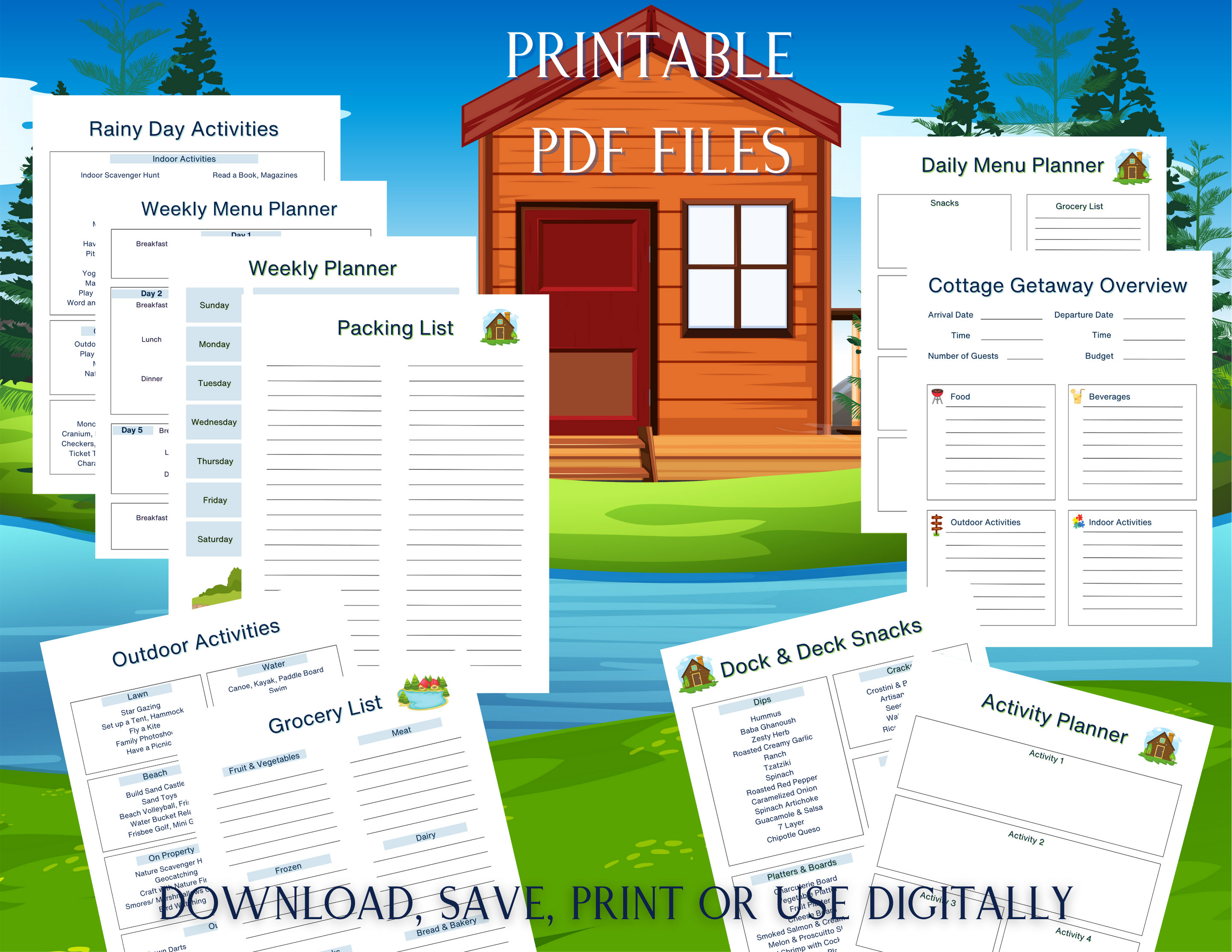 Printable Cabin Planner Checklist, Cabin Getaway Planning, Summer ...