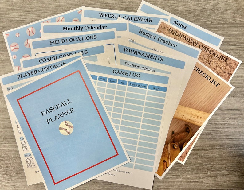 Printable Baseball Planner Fillable PDF Sports Calendar - Etsy