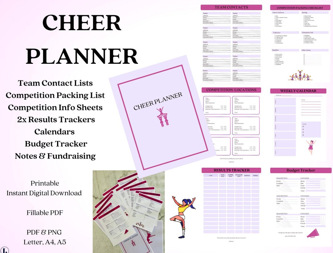 Printable Cheer Planner, Fillable PDF, Cheer Planner, Cheer Calendar ...