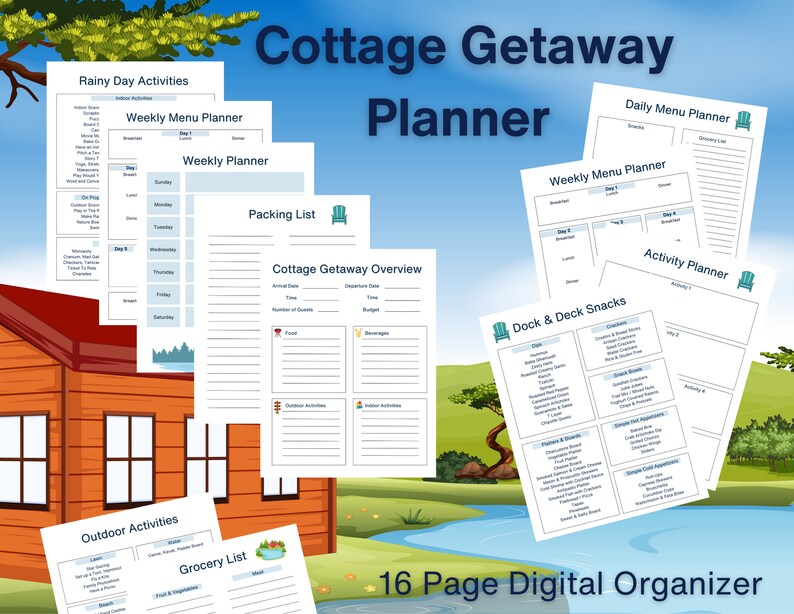 Printable Cottage Planner Checklist, Cottage Getaway Planning, Summer ...