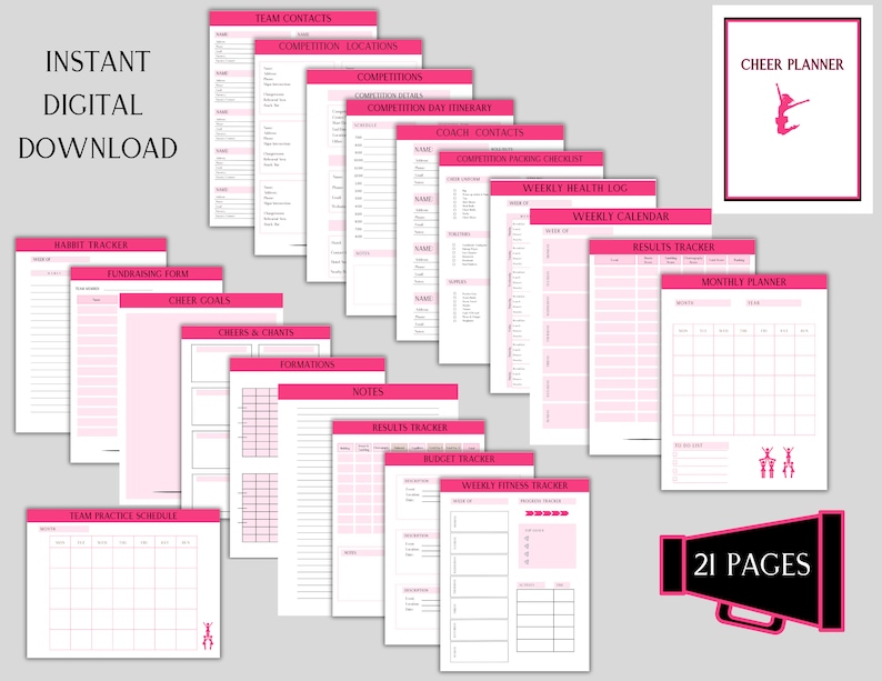 Printable Cheer Planner: Squad Schedule, Team Tracker (PDF & PNG) - Etsy