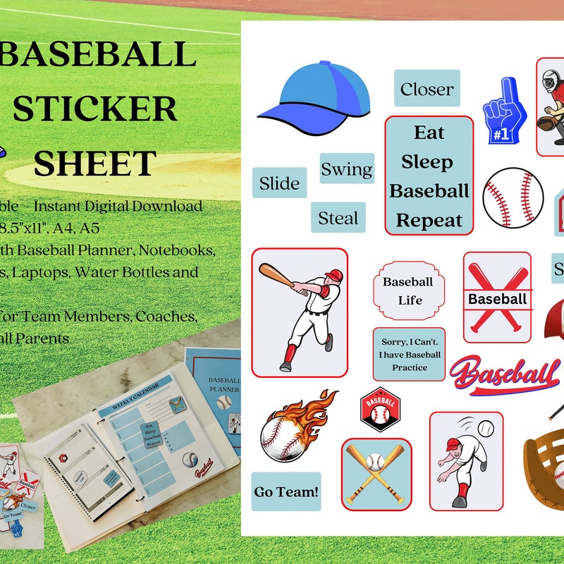 Baseball Stickers - Etsy
