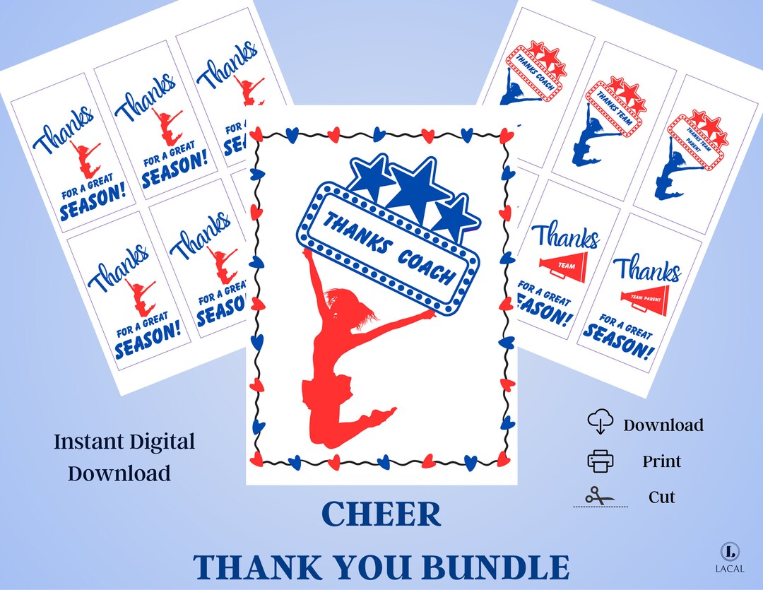 Cheer Printable Thanks for A Great Season Card , Cheer Thank You Gift ...