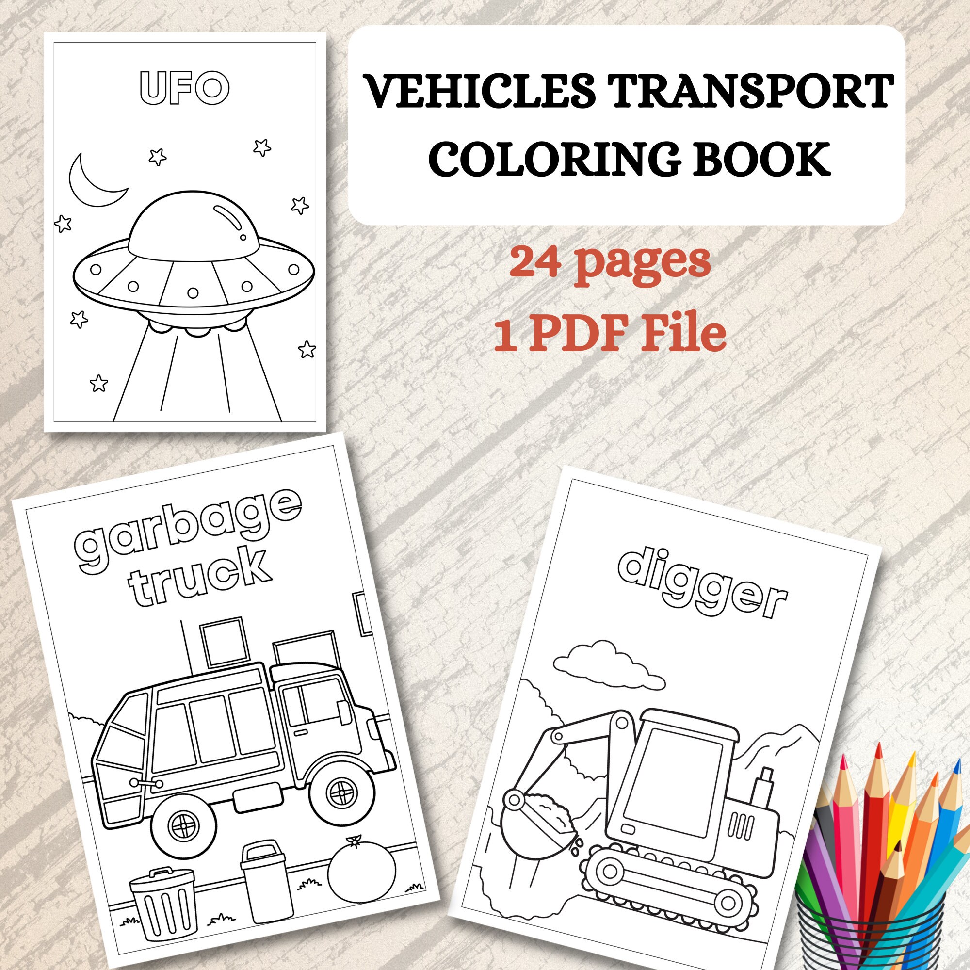 Transportation Coloring Book Pages