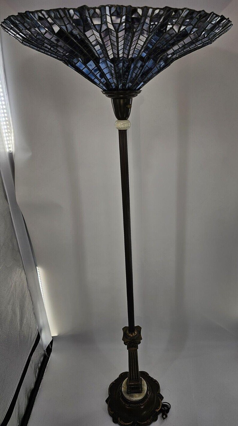 Tiffany Style Floor Lamp Marble Base Cast Iron Bronze Finish 66x25 - Etsy