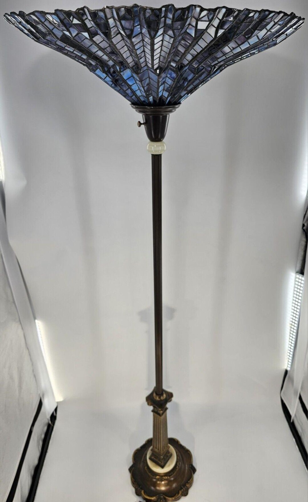 Tiffany Style Floor Lamp Marble Base Cast Iron Bronze Finish 66x25 - Etsy