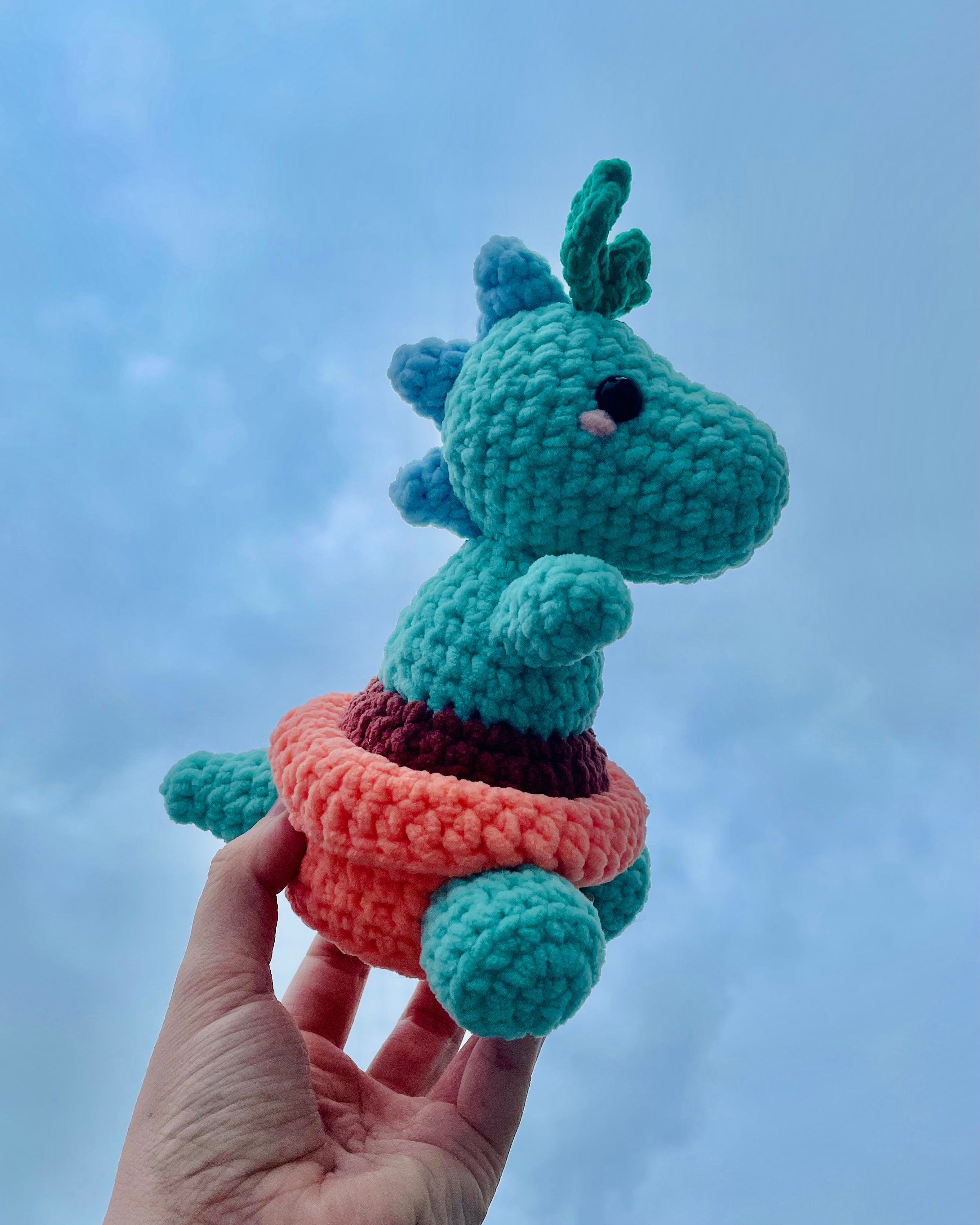 Sprout Dino in Plant Pot Crochet Pattern | Cute Dino Crochet Guide ...