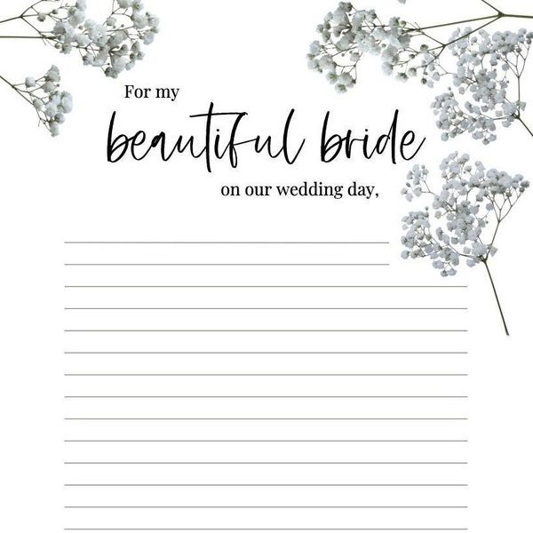 Letter to the Bride Template - Etsy