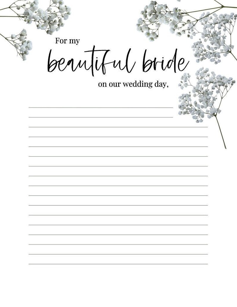 Letter to Bride & Groom Wedding Day 8.5 X 11 In - Etsy