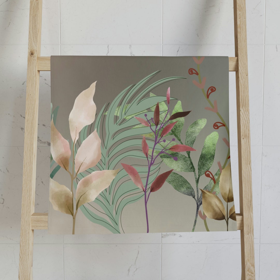 Hand Towel | Tan Ombre Gradient Hand Towel Greenery Bathroom Towel ...