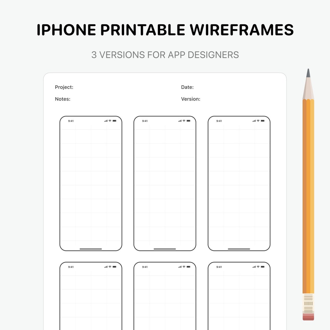 IPhone App UI/UX Wireframe Templates, 3 Formats in A4, Instant Download ...