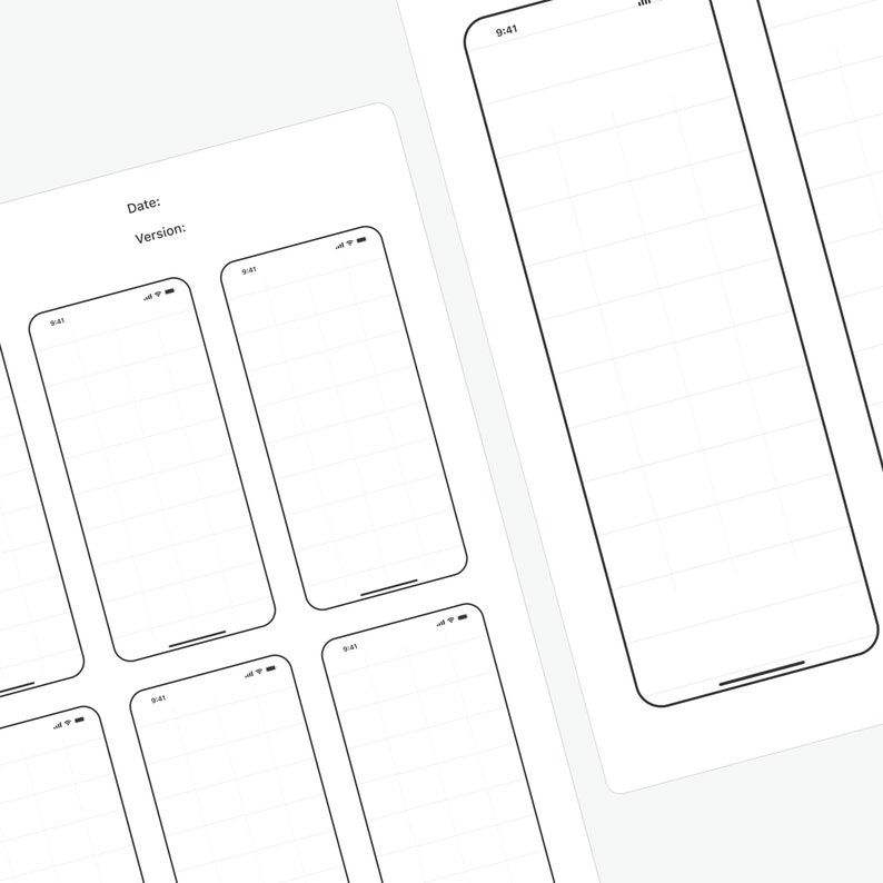 IPhone App UI/UX Wireframe Templates, 3 Formats in A4, Instant Download ...
