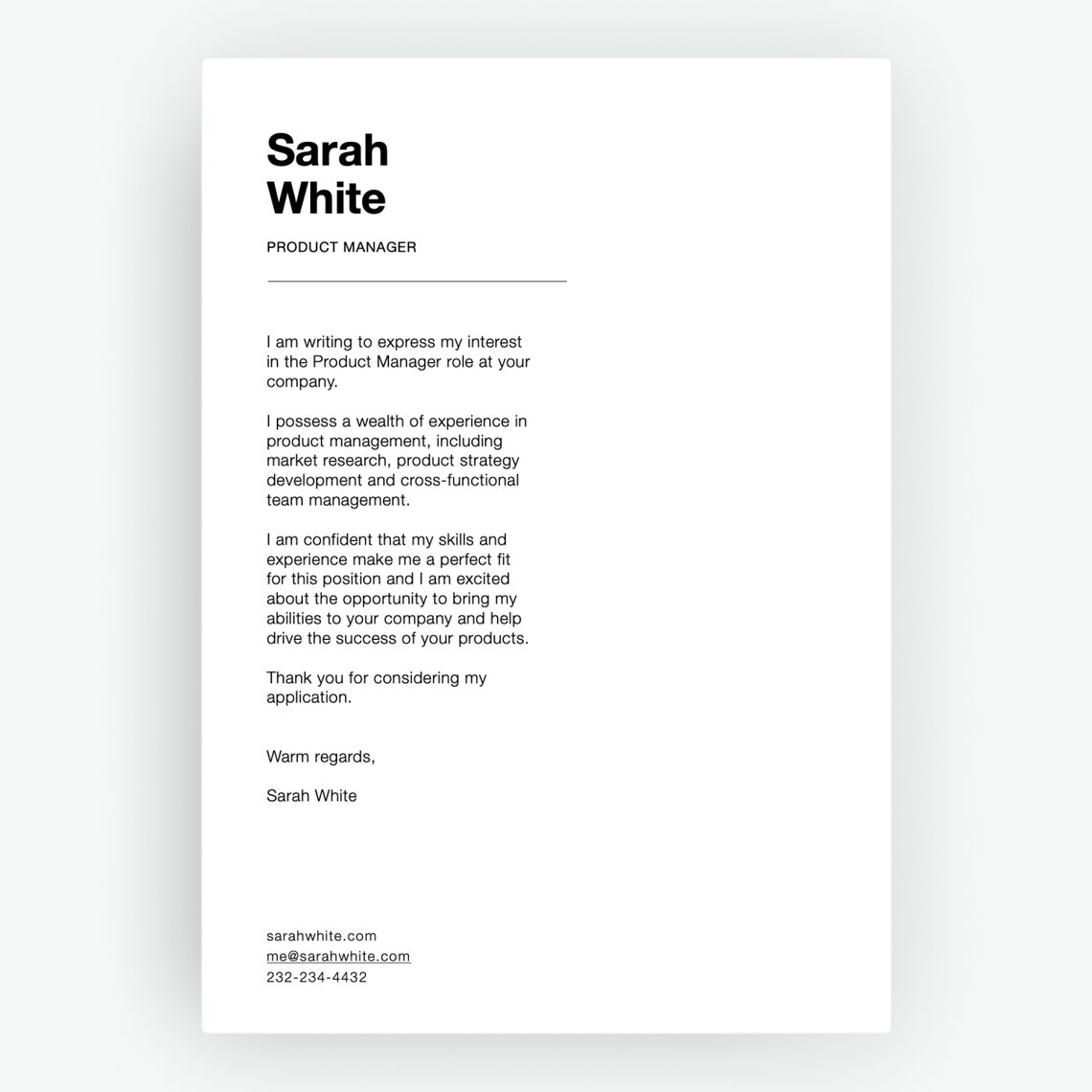 Simple Cover Letter Fill in Template, MS Word, Mac Pages, Google Docs ...