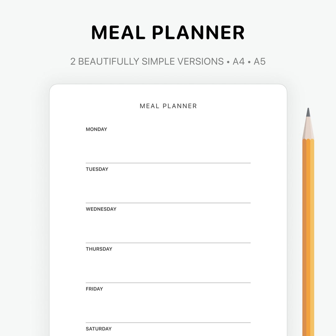 Family Weekly Meal Planner, Instant Download & Print at Home, A4, A5 - Etsy
