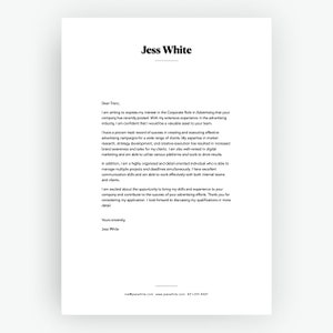 Minimalist, Modern Cover Letter Application Template, MS Word, Editable ...