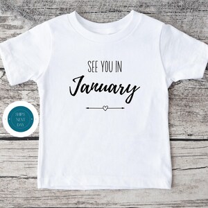 See You in January Baby Announcement Onesie® | Custom Month Baby Reveal ...
