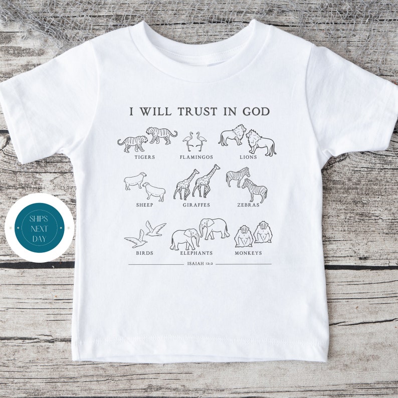 I Will Trust in God Noahs Ark Baby Onesie Trust God Kids Tshirt Baby ...