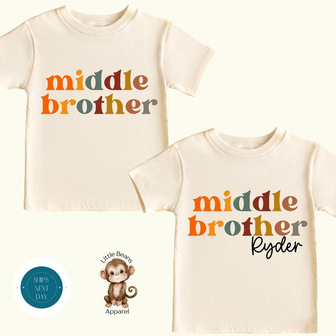 Personalized Middle Brother Shirt: Retro Sibling Apparel - Etsy