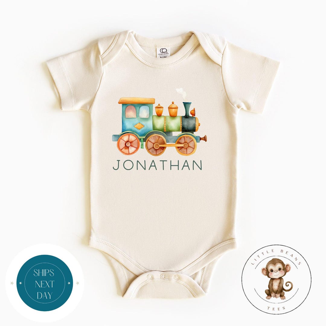 Watercolor Train Personalized Baby Onesie® | Name Baby Onesie® | Cute ...