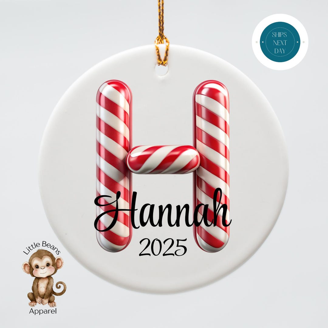 Personalized Ceramic Candy Cane Christmas Ornament: Keepsake Gift - Etsy
