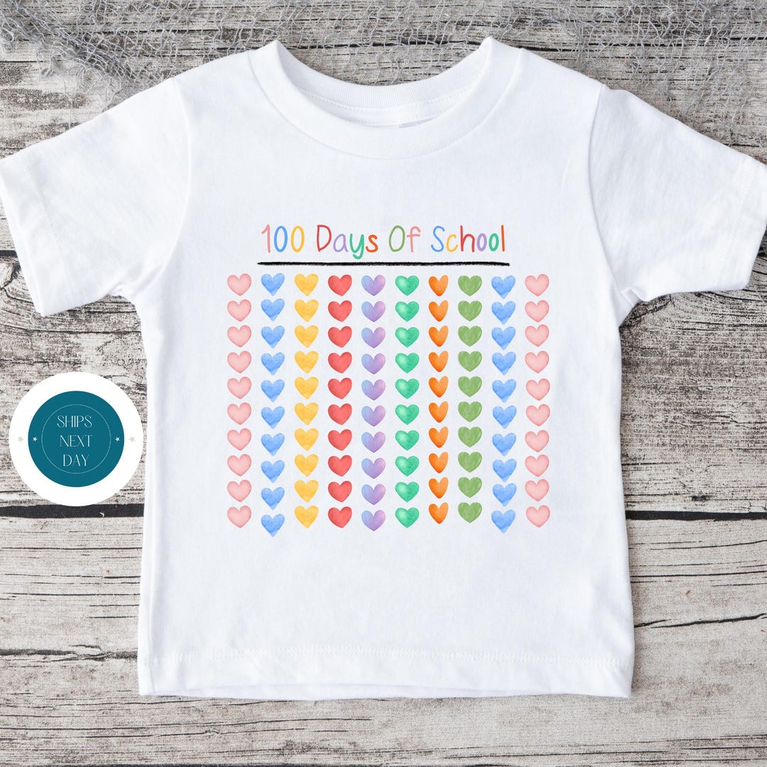 100 Day of School Hearts School Shirt | Girly 100th Day of School Shirt ...