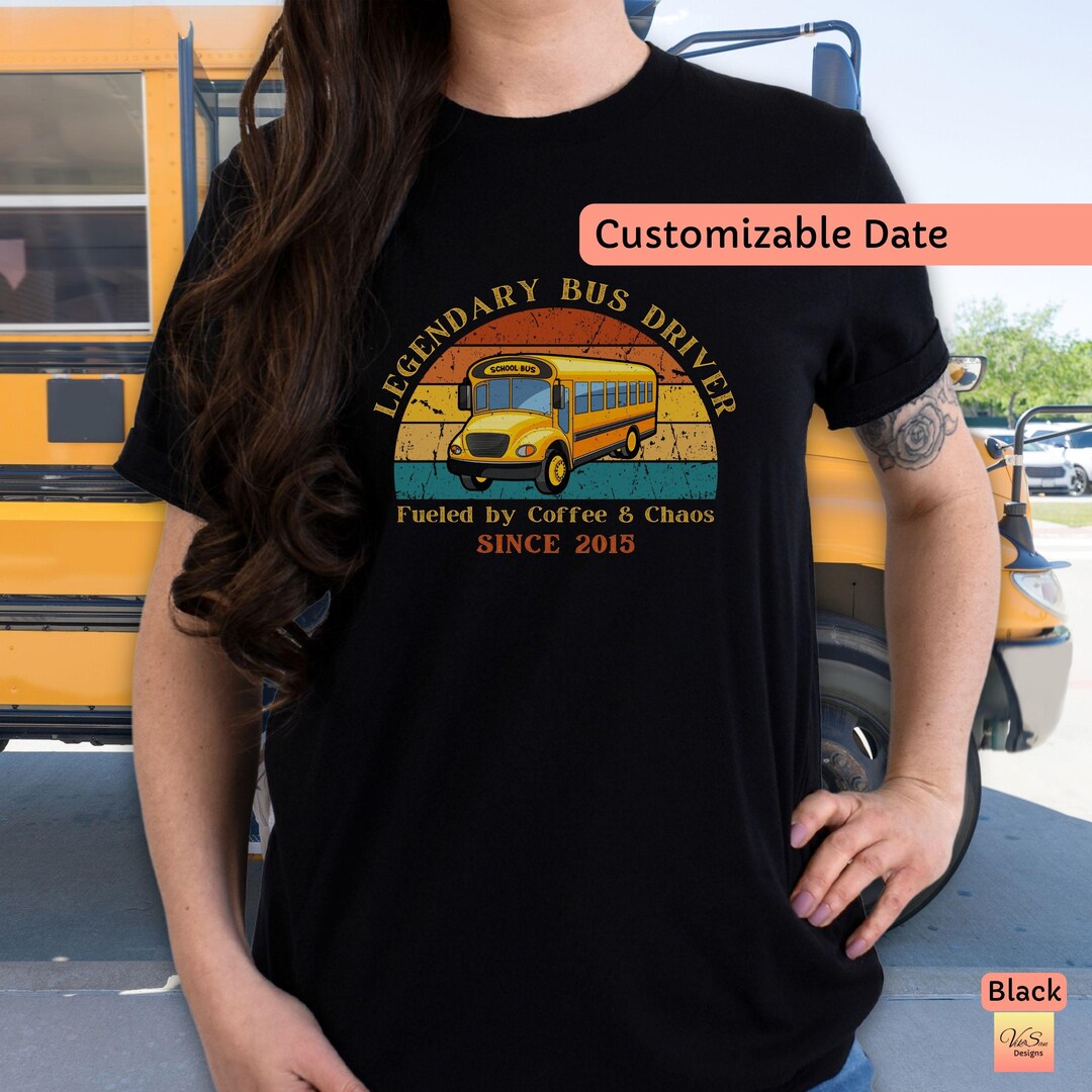Funny Meme School Bus Driver Tee Shirts, Retro Distressed Sun Bus ...