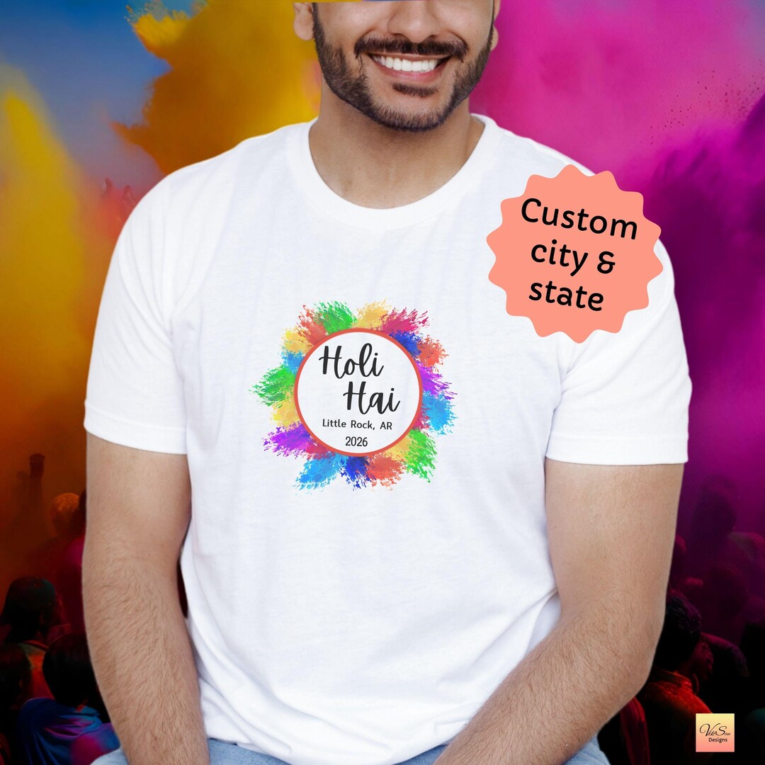 Custom City Holi Hai 2026 Shirts, Matching Hindu Family Celebration ...