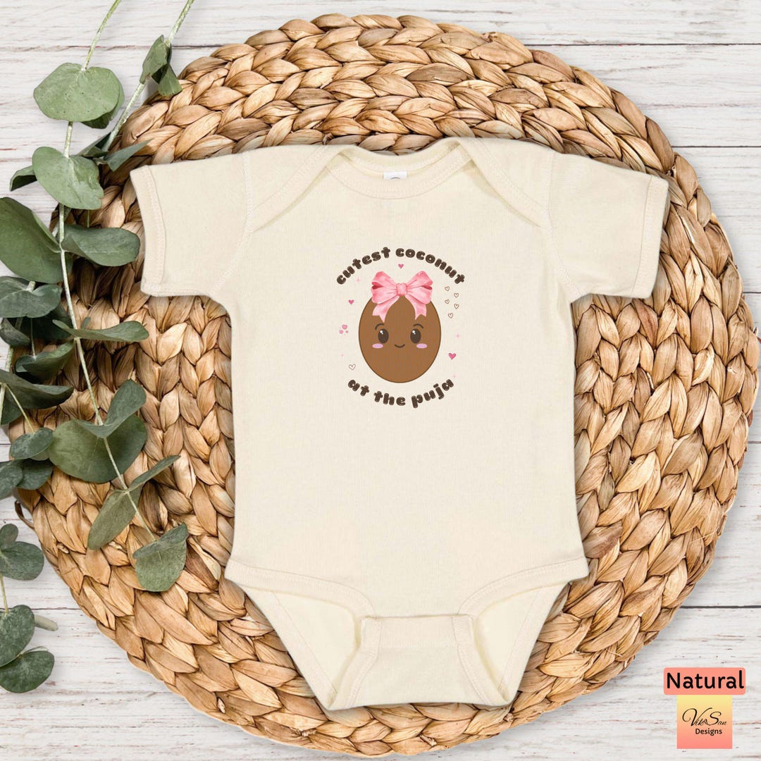 Cute Indian Pooja Baby Bodysuit for Hindu Mandir Program, Coconut Girl ...