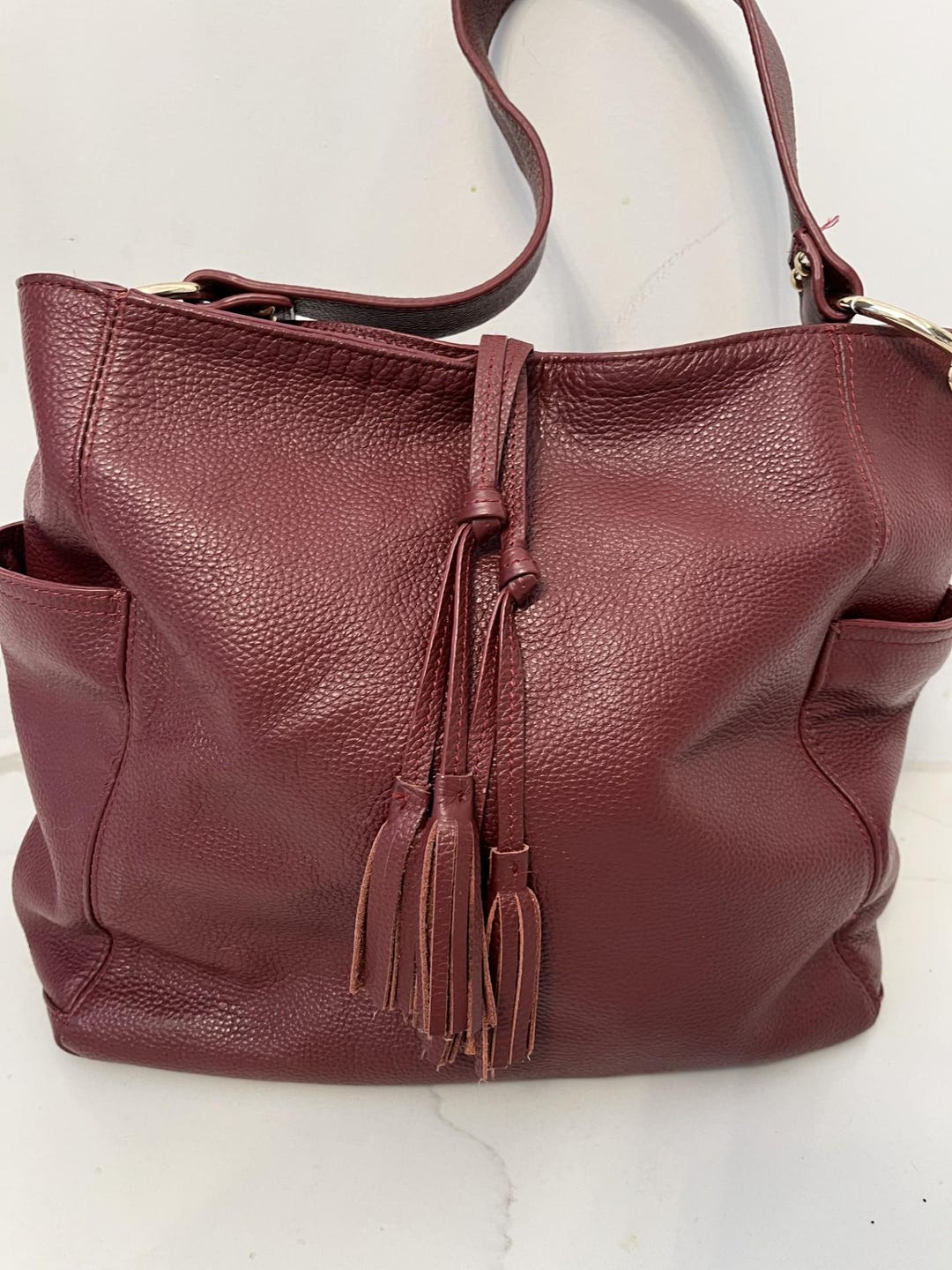 Laggo Burgundy Womens Pebble Leather Handbag, Shoulder Bag, Hobo, Tote ...