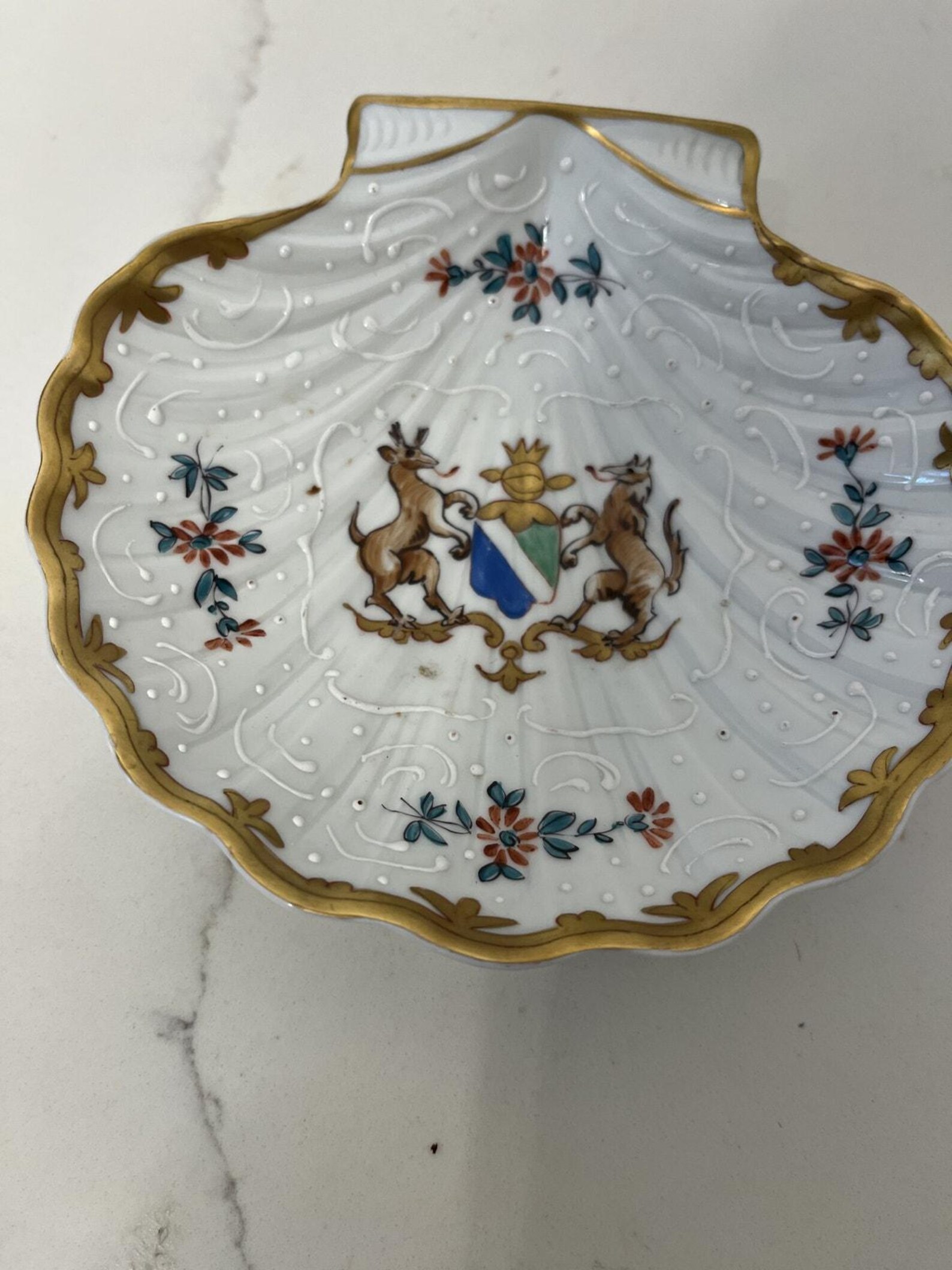 Limoges Porcelain Shell Floral Gold Rim Trinket Dish Stags Crest VTG - Etsy