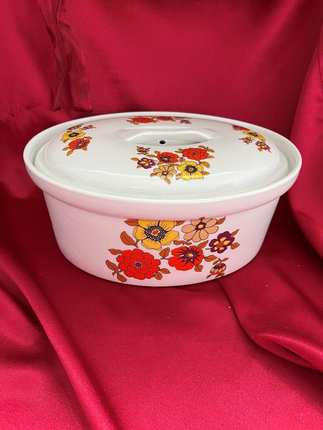Apilco Vintage Porcelain France Lidded Wildflowers Casserole Dish 8.75 ...