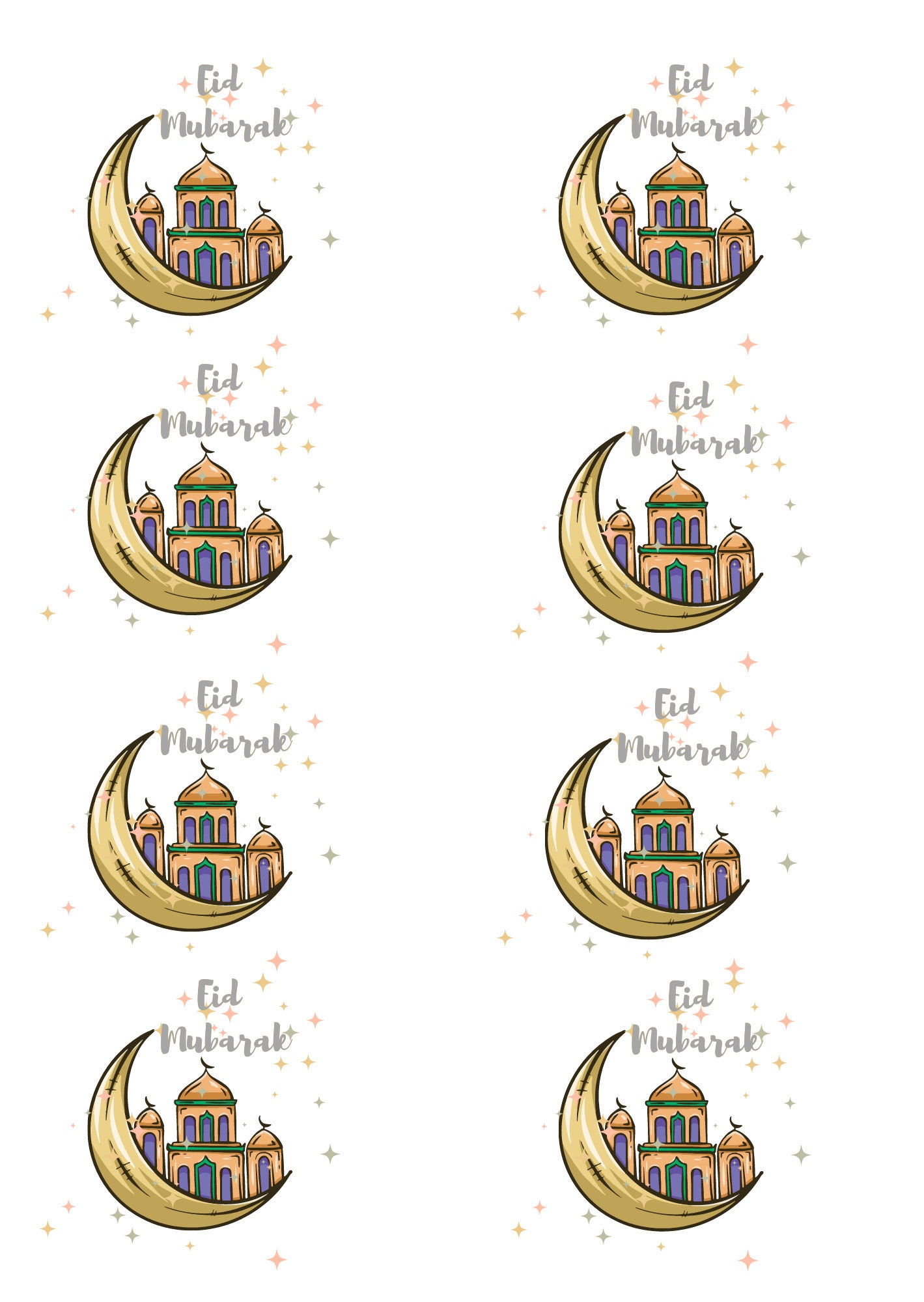 8 Eid Mubarak Digital Stickers - Etsy