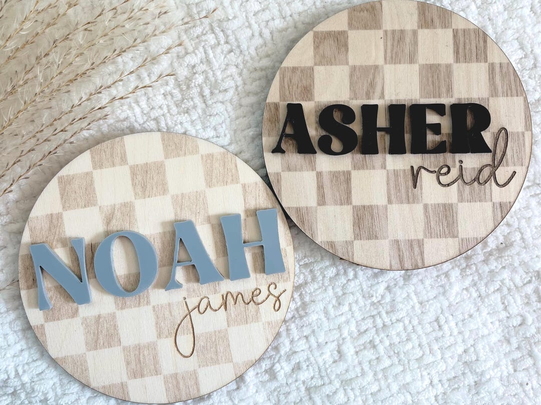 Baby Announcement Birth Sign for Newborn Baby Checkered Birth Sign ...