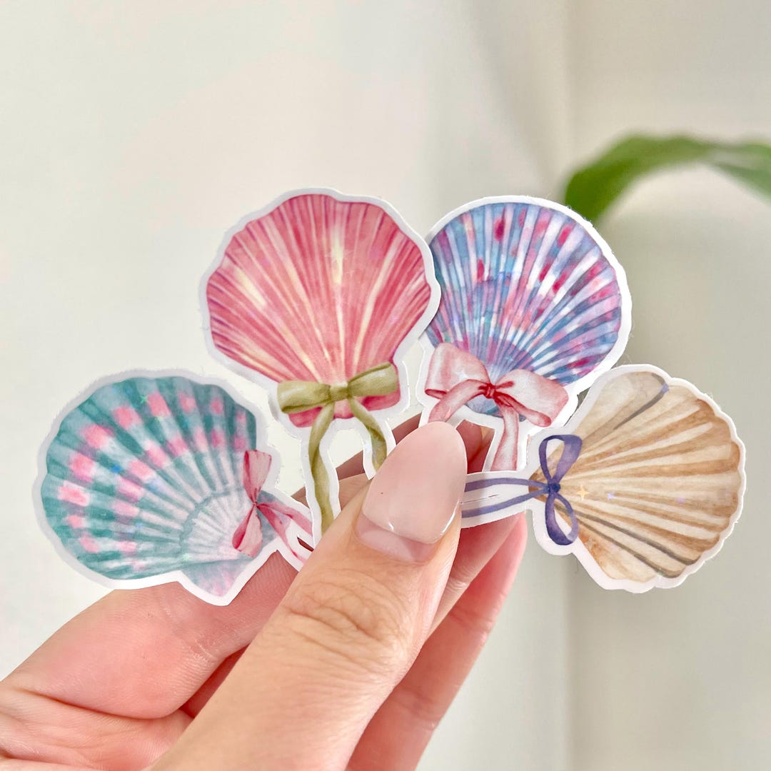 Seashell Sicker for Kindle Ocean Decal Holographic Bow Sticker Pink ...